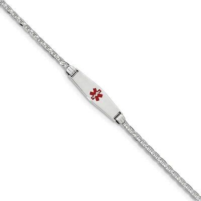 Real 14kt Medical Soft Diamond Shape Red Enamel Anchor Link Id Chain