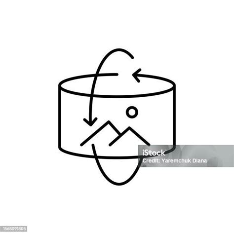 360도 파노라마 뷰 라인 아이콘입니다 스마트폰용 Vr 및 Ar 기술 앱 가상 현실 미래 기술 개념입니다 벡터 그림 360도 촬영에 대한 스톡 벡터 아트 및 기타 이미지