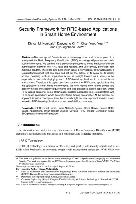 Pdf Security Framework For Rfid Based Applications In Smart Home Environment