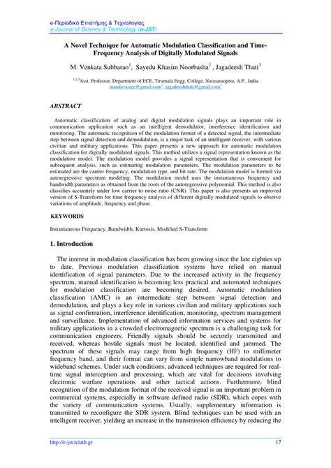 pdf a novel technique for automatic modulation classification and