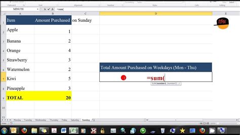 excel sum of same cell from multiple continuous sheets sum youtube