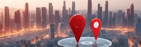 Red Location Marker On Map Over City Background Concept Of Navigation Geolocation Technology And