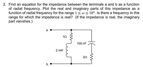 Solved Find An Equation For The Impedance Between The Chegg Com