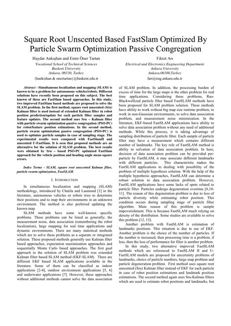 pdf square root unscented based fastslam optimized by particle swarm