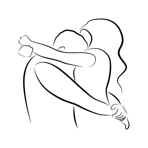 Hugging Lovers In Linear Style 19022409 Vector Art At Vecteezy
