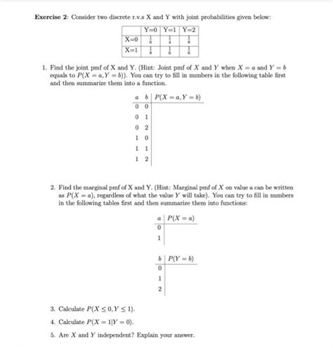 solved exercise 2 consider two discrete r v s x and y with