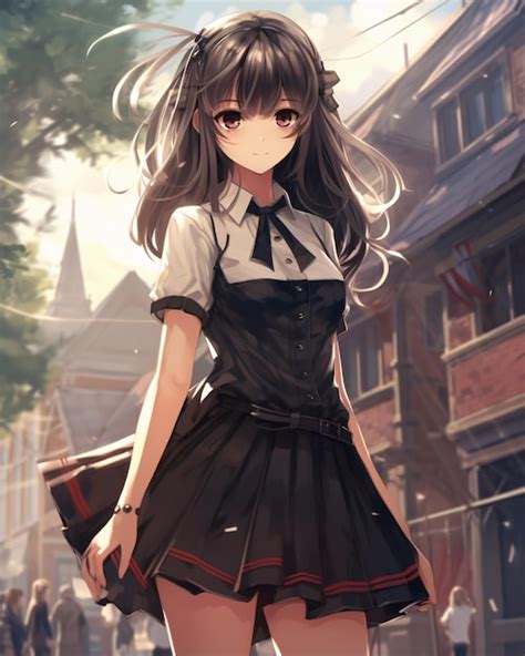 Premium Ai Image Girl In Skirt Anime Cute