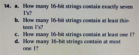 solved 14 a how many 16 bit strings contain exactly seven