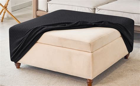 Hfcnmy Ottoman Cover Square Stretch Knitted Jacquard