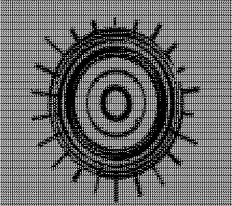 sun mixed with ascii art domestika