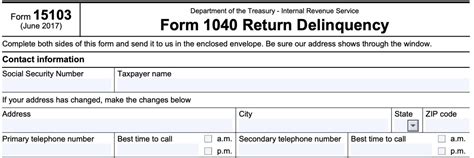 Irs Form 15103 Instructions Form 1040 Return Discrepancy