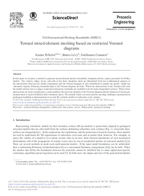 Pdf Toward Mixed Element Meshing Based On Restricted Voronoi Diagrams