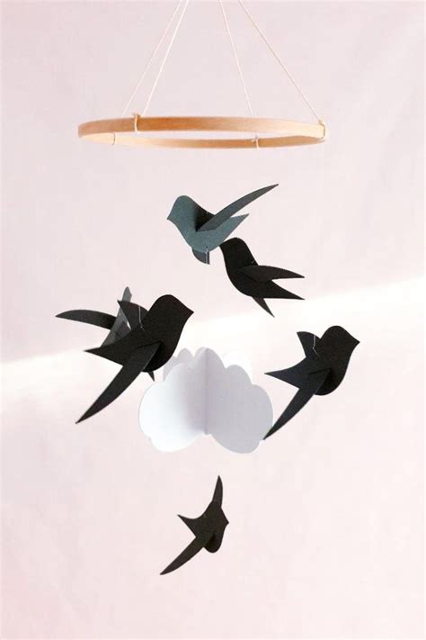 Mobile Bébé Oiseaux Et Nuage Mobile En Papier Personnalisé