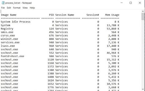 Save A List Of Running Processes To A Text File In Windows
