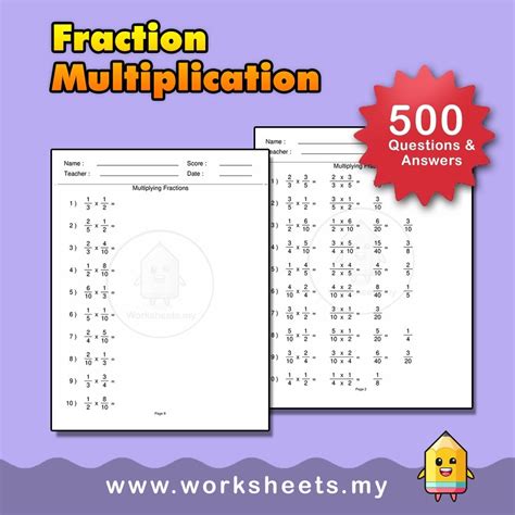 Igcse Mathematics Worksheets Fraction Multiplication Worksheets 1500 Q