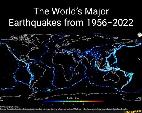 the world s major earthquakes from 1956 2022 ricliter earthquakes pythonmaps all