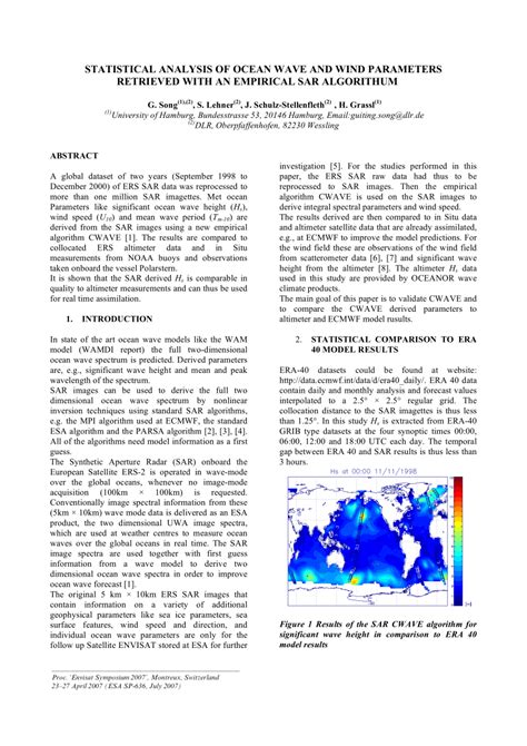 Pdf Statistical Analyses Of Ocean Wave And Wind Parameters Retrieved With An Empirical Sar