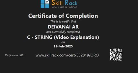 Skillrack Cprogramming Coding Certificate Deivanai Ar