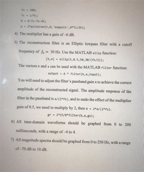 Lab Work Perform A MATLAB Simulation Of The Sampling Chegg