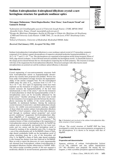 Pdf Sodium 4 Nitrophenolate 4 Nitrophenol Dihydrate Crystal A New