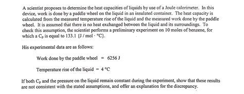 Solved A Scientist Proposes To Determine The Heat Capacities