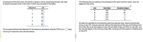 solved a using the fcfs first come first served