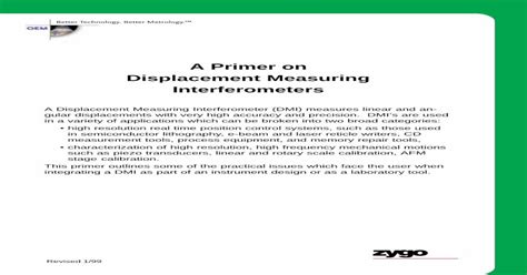 Pdf A Primer On Displacement Measuring Interferometers · 4 A Primer