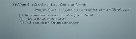 Solved Problem Points Let A Denote The Formula Chegg Com