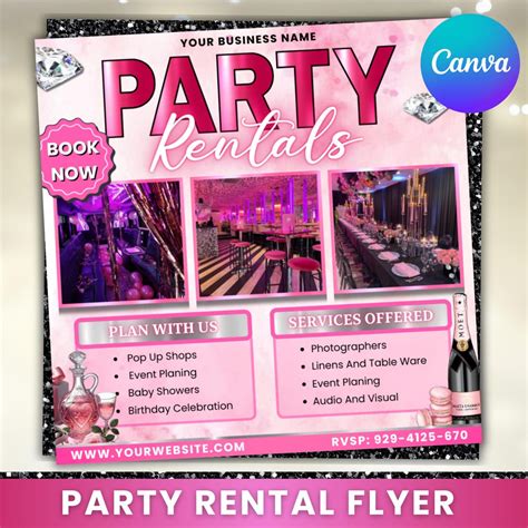 Party Rentals Flyer Event Supplies Flyer Event Equipment Rental Flyer