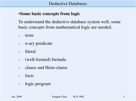 Ppt Outline What Is A Deductive Database System Some Basic Concepts
