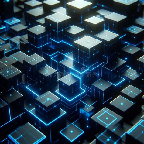 Abstract Blue Cubic Grid Background Stock Illustration Illustration Of Conceptual Cyber