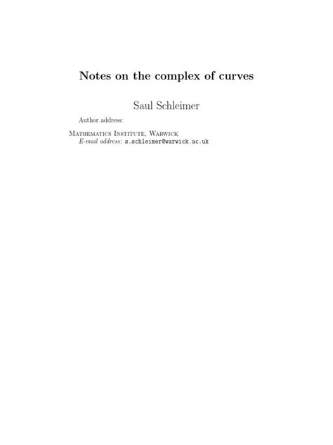 Notes On The Complex Of Curves Saul Schleimer Pdf Mathematical