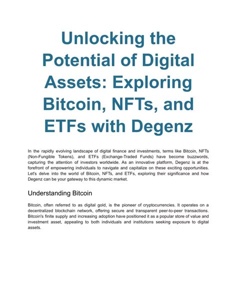 Ppt Unlocking The Potential Of Digital Assets Exploring Bitcoin