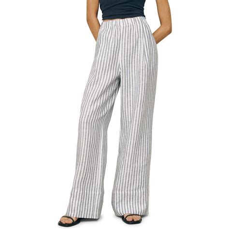 Reformation Fernando Linen Wide Leg Pants Antibes Stripe Editorialist