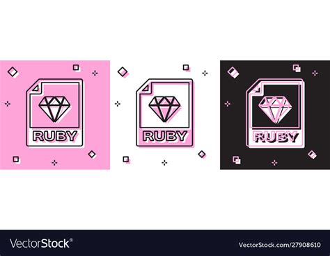 Set Ruby File Document Download Ruby Button Icon Vector Image