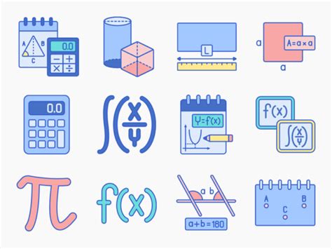 95 math mathematics icon set flat icons
