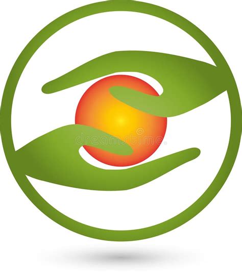 Two Hands And Ball Wellness And Massage Logo Stock Vector