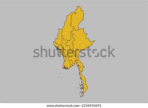 Myanmar Map Vector Isolated On Gray Stock Vector Royalty Free Shutterstock