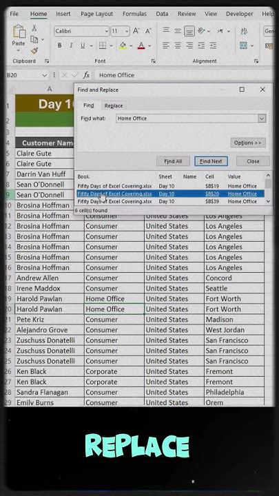 Day 1️⃣0️⃣ Excel Find And Replace Made Easy 🔍 Exceltips Productivityboost Shorts Youtube