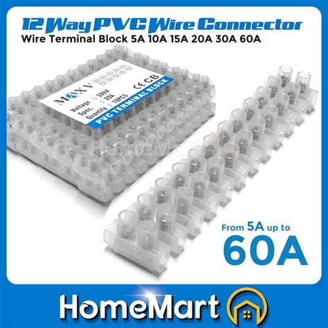 12 Way Pvc Connector Wire Terminal Block 5a 10a 15a 20a 30a 60a