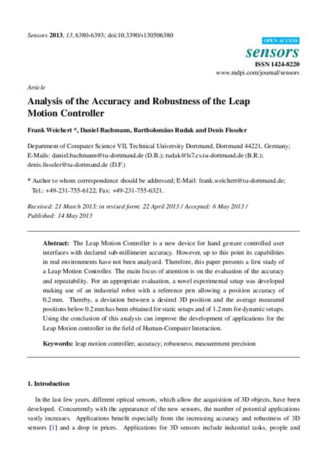 pdf analysis of the accuracy and robustness of the leap motion controller