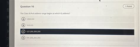 solved question 101 ﻿pointthe class b ipv4 ﻿address range