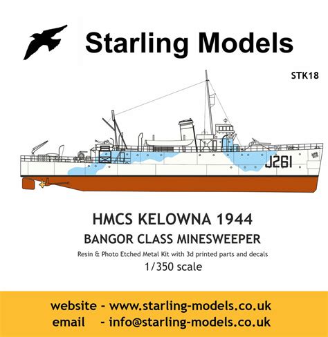 Hmcs Kelowna Bangor Class Minesweeper 1944 Starling Models