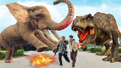 Most Dramatic T Rex Attack Elephant Vs T Rex Jurassic Park Fan Made