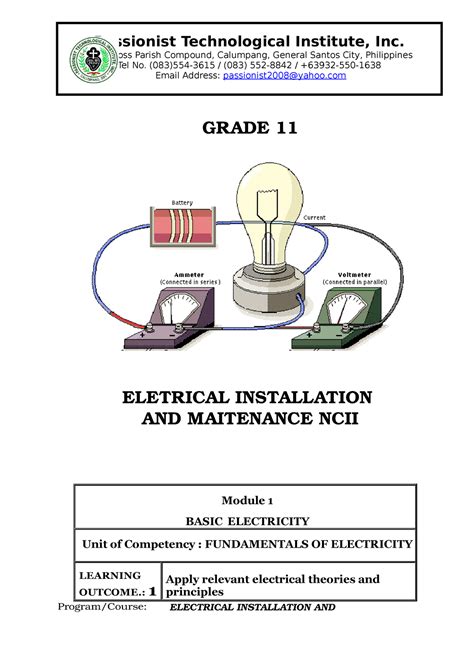 Grade 11 Module 1 Lo1 Lecture Notes 1 Grade 11 Eletrical
