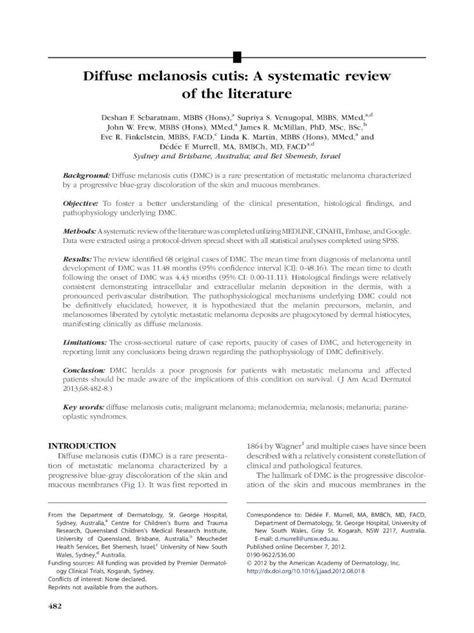 PDF Diffuse Melanosis Cutis A Systematic Review Of The Literature DOKUMEN TIPS