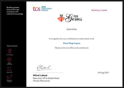 akash sinha on linkedin hardwork tcs tcsgems tcser
