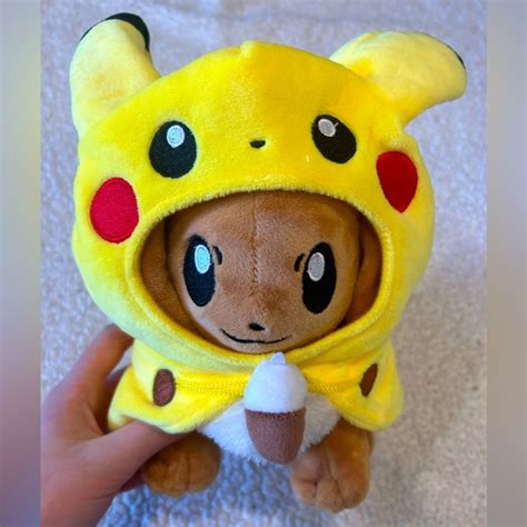 Pokemon Toys Pokmon Center Eevee Wearing Pikachu Poncho Plush