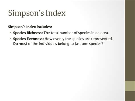 Calculating Biodiversity Index Biodiversity Index Scientists Use A