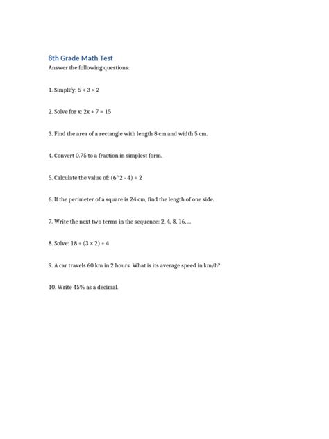 Math Test Questions Pdf
